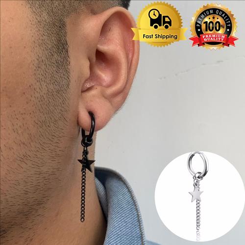 Jual Anting Pria Panjang Tindik Star Earring Jepit Magnet Bintang Cool ...