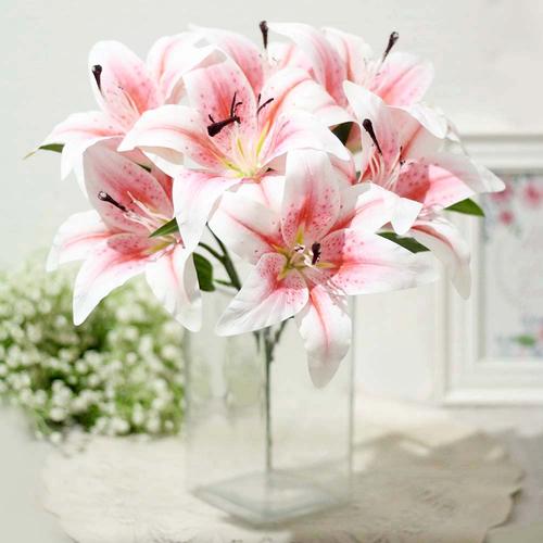 Jual bunga plastik hias artificial lili lily BAHAN LATEX PREMIUM BESAR ...