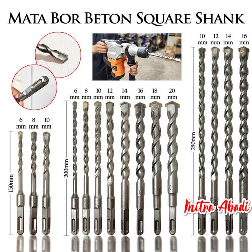 Jual Mata Bor Beton Hammer Impact Square Shank Kotak Bobok Tembok ...