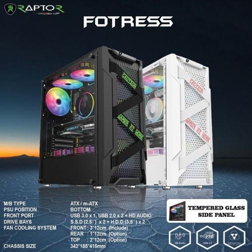 Jual Casing Gaming PC RAPTOR FOTRESS - TEMPERED GLASS Case INCLUDE 3 ...