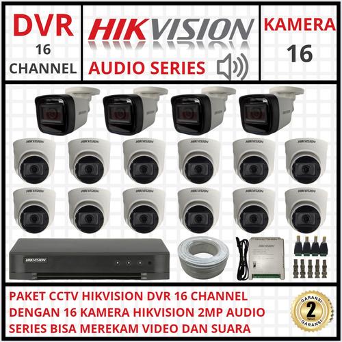 Promo PAKET CCTV HIKVISION DVR 16 CHANNEL 16 KAMERA TURBO HD 2MP 1080P ...