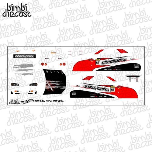 Jual Decal Hotwheels Nissan Skyline R34 Checkpoint Transparan - Kota ...