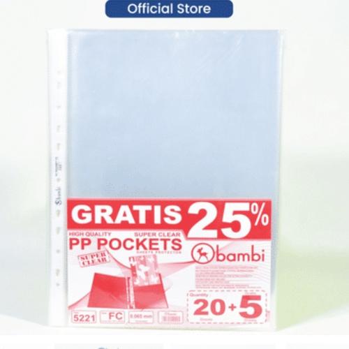 Jual PP Pocket F4 Bambi Document Pocket Transparant FC 0,06mm – 5221 ...