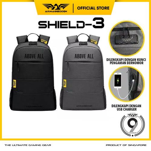 Promo Tas Bag Gaming Armageddon Shield 3 With USB Charging - Abu-abu ...