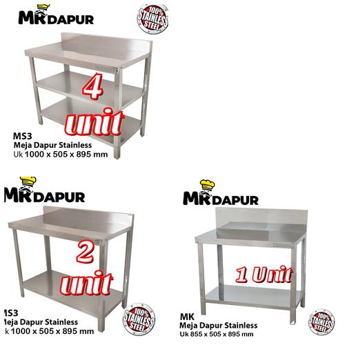 Jual Paket 4 Meja Kerja 3 rak 2 Meja Kerja 2 rak dan 1 Meja Kompor Mr ...