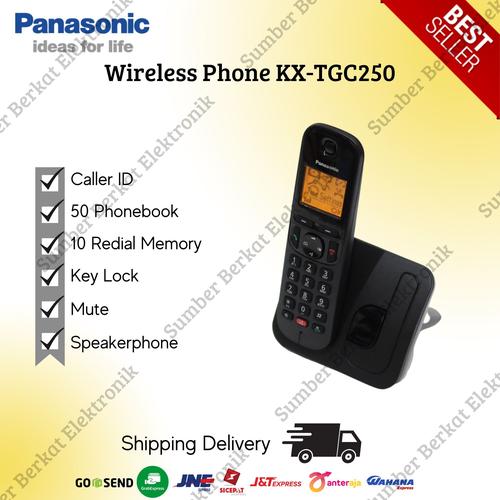 Jual Telpon Rumah Panasonic Telepon Wireless Panasonic KX-TGC250 Hitam ...