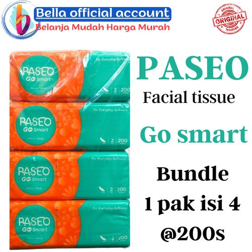 Jual Paseo Go Smart Facial Tissue 1 pack isi 4 x 200 Sheets / 2 Ply ...