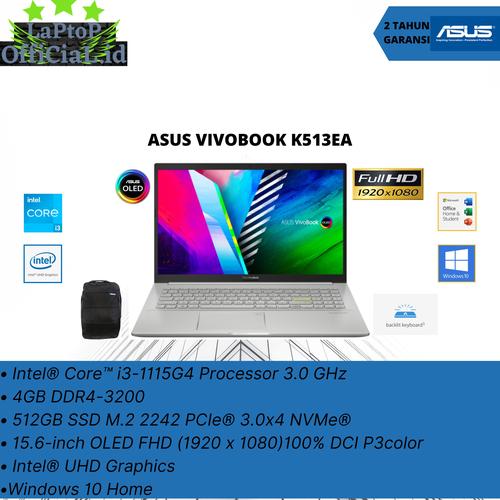 Jual ASUS VIVOBOOK K513EA INTEL I3-1115G4 8GB 256GB SSD 15"FHD OLED W10 ...