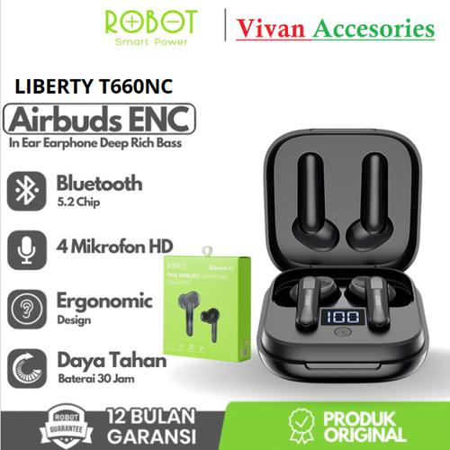 Jual ROBOT TWS Wireless Earphone Airbuds T40NC In-Ear ENC Deep Rich ...