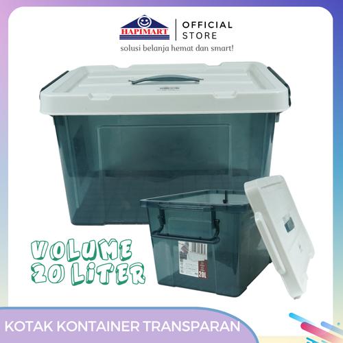 Jual Kotak Kontainer/Storage Box Hijau Tua Transparan Ukuran 20L ...