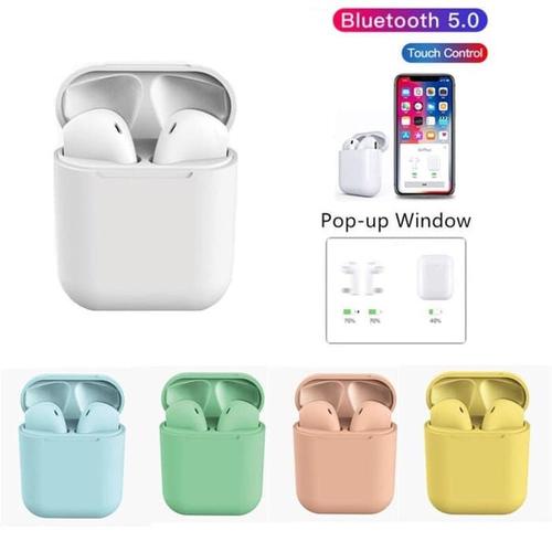 Jual Headset Earphone Bluetooth 5.0 Wireless TWS Macaron TWS i12 V5.0 ...
