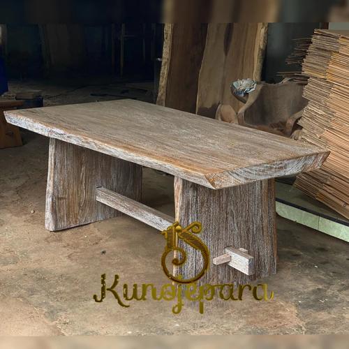 Jual meja makan rustic white wash, meja makan antik, meja meeting kayu ...
