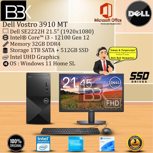 Jual PC Dell Vostro 3910 MT Core i3-12100 32GB 1TB+512GB SSD W11HSL OHS ...
