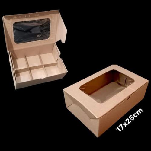 Jual Kardus Kraft Sekat 6 Kotak Box Kemasan Brownies Bite Jendela Mika ...