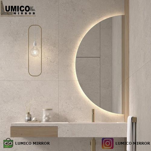 Jual CERMIN DINDING / CERMIN KAMAR MANDI LED - HALF ROUND - Warm White ...