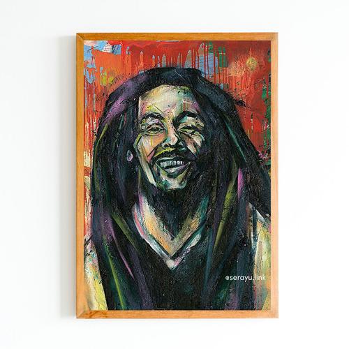 Jual Poster Gambar Bob Marley Plus Bingkai Kayu 3D Aesthetic Klasik ...