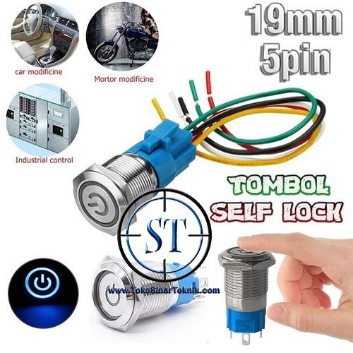 Jual 19mm Switch Stainless Steels Metal Push Button Self Locking Power ...