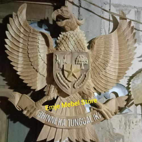 Jual lambang burung garuda jati hiasan dinding ukir ornamen pajangan ...