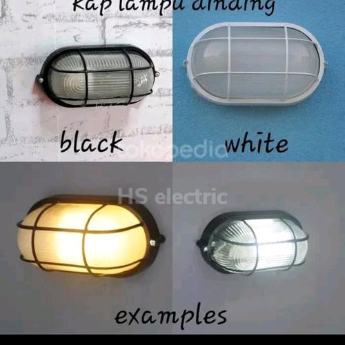 Jual kap lampu ball ice eyes tempel dinding hitam putih lampu kapal E27 ...