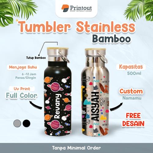 Jual Tumbler Custom Stainless Bamboo Laser Grafir/Print Grafir Nama ...