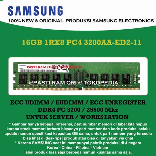 Jual ECC UDimm DDR4 PC3200 Mhz Samsung For Server HP,DELL,LENOVO,ASUS Etc - 16GB 3200Mhz ...