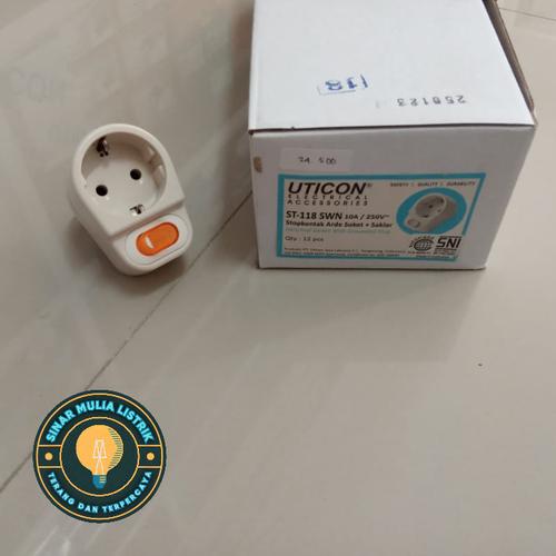 Jual UTICON STOP KONTAK ARDE 1 LUBANG + SAKLAR ST-118 SWN COLOKAN ...