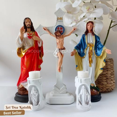 Promo Patung Yesus hati Kudus/Maria Hati Kudus/Salib St.Benediktus/Set ...