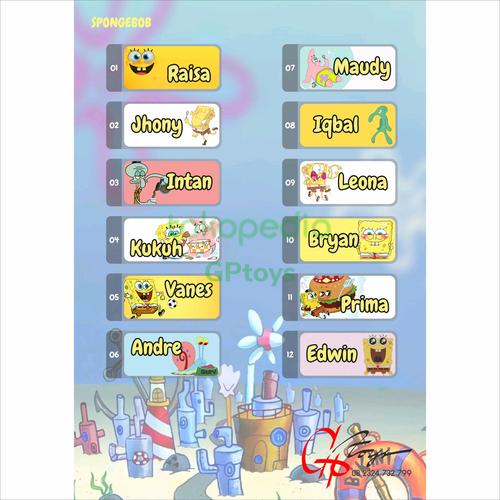 Jual Sticker Label Nama Vinyl vinil Karakter SpongeBob SquarePants ...