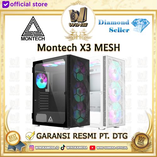 Promo Casing Montech X3 Mesh Full Panoramic Tempered Glass LED Rainbow ...