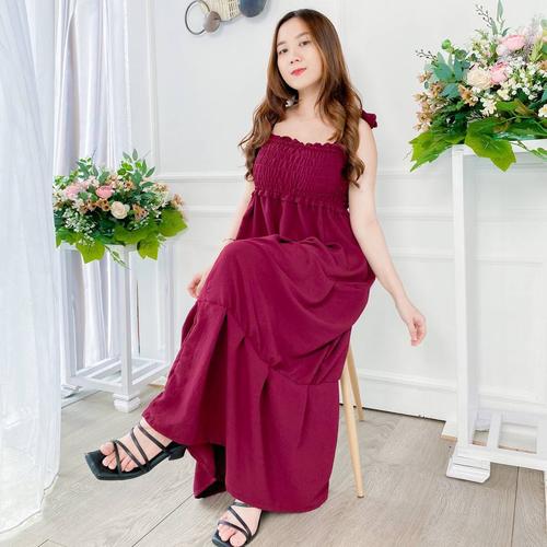 Jual isabel dress/daster panjang kringkel airflow tali ikat/daster ...