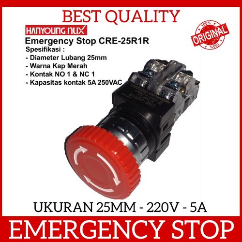 Jual HANYOUNG NUX CRE-25R1R Emergency Stop Push Button Merah Dia 25mm ...