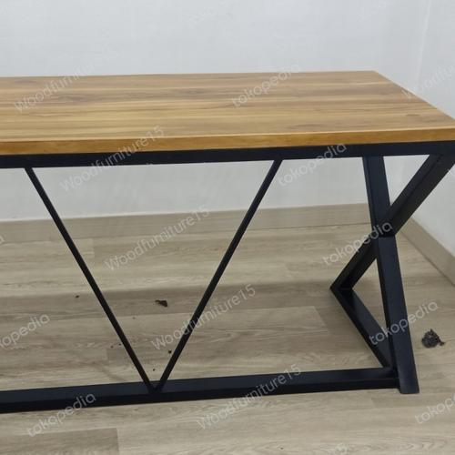 Jual meja kantor meja kerja bahan kayu jati kaki besi holo ...
