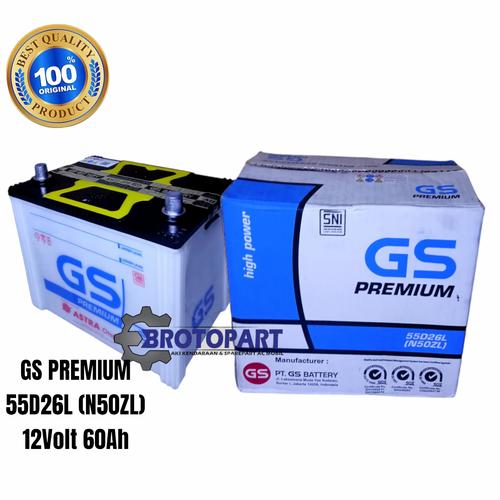Jual Aki Mobil GS ASTRA Premium N50ZL 55D26L Accu Basah 12v 60Ah ...