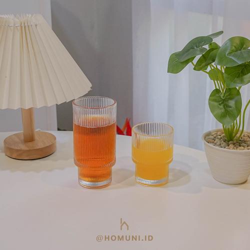 Jual Soga Strip Aesthetic Korean Glass Cup Drink Water/Gelas Kaca Tebal ...
