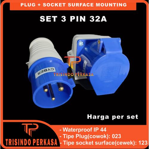 Jual Plug Socket industri/Industry Surface Mounting 3 Pin 3P 32A (023+123) - Jakarta Barat ...