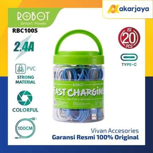 Jual 20pcs ROBOT RBC100s Kabel Data Type C 2,4A Colokan Tipe C 1m ...
