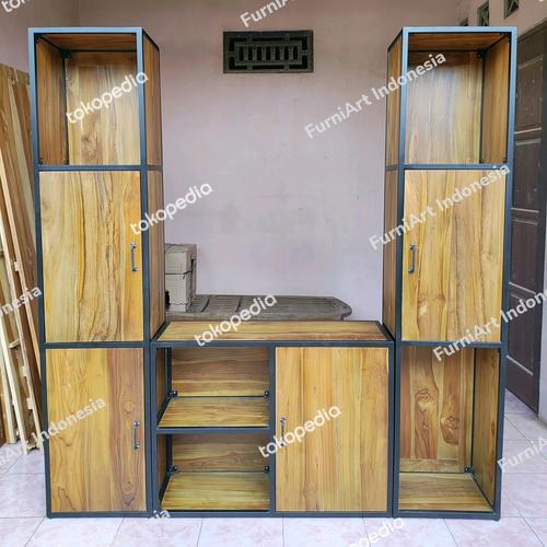 Jual BUFFET TV INDUSTRIAL BESI DAN KAYU JATI (BISA CUSTOM UKURAN) - Kab ...