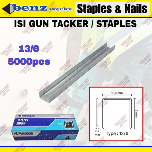 Jual ISI Staples gun 13/6 Refill Gun Tacker Stapler Staples Jok 6mm ...