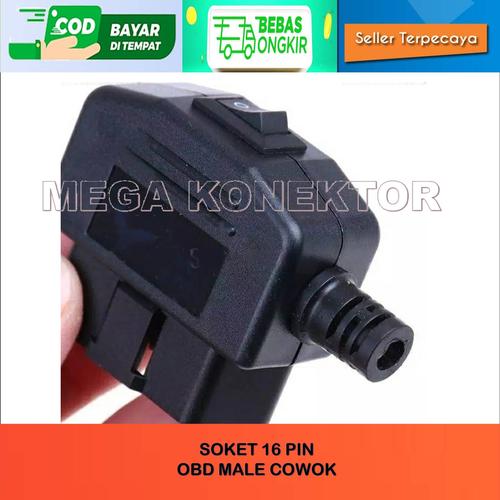Jual Soket Socket Konektor Connector OBD 16 pin-Male Hitam - Jakarta ...