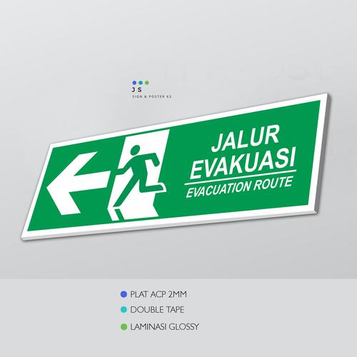 Jual SAFETY SIGN K3 - ARAH EVAKUASI KIRI + PLAT 2mm - S(30x10cm) - Kab ...