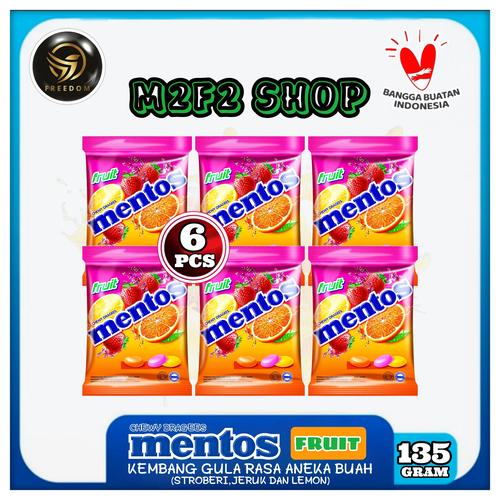 Jual Permen Mentos Fruit Chewy Dragees | Rasa Buah - 135 gr (Harga 6 ...