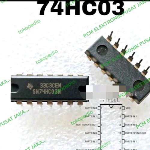 Jual ic nand ttl sn74hc03n 7403 74 03 74ls 74hc sn7403 74ls03=74hc03 ...