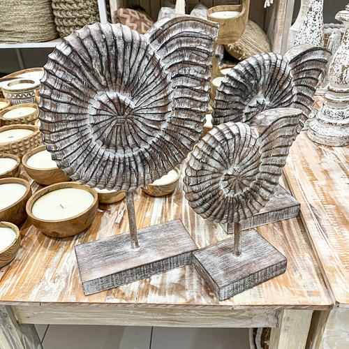 Jual Patung kayu kerang table figurines wooden statue shells dark boho ...