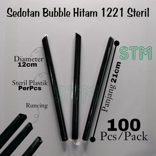Promo sedotan bubble hitam lurus 1221wf/hygienic drinking black straw ...