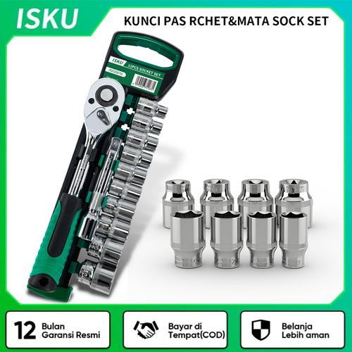 Jual ISKU Socket Set 12Pcs Drive Socket 1/2 Inch Mata Kunci Sok 8-24mm ...
