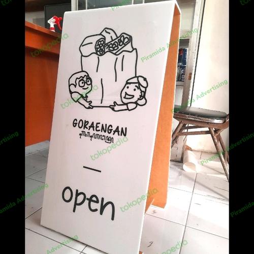 Jual standing akrilik menu cafe nama tulisan logo depan pintu display ...