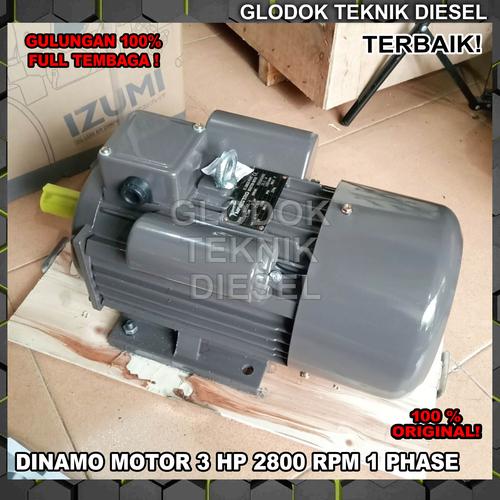 Jual Dinamo Motor 3 HP 2800 RPM 2 POLE 1 PHASE Gulungan FULL TEMBAGA ...