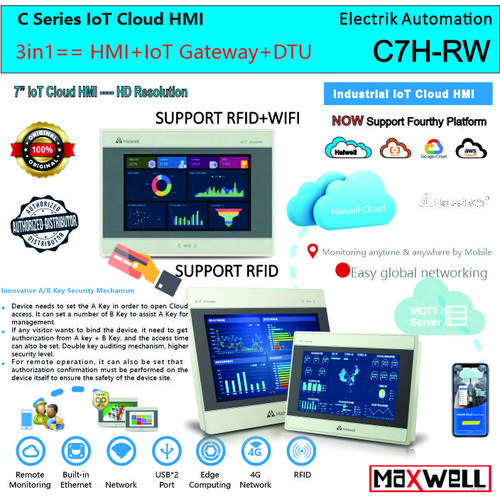 Jual C7H-RW Haiwell IoT Cloud HMI 7 Inch Support RFID + WiFi - Kab ...