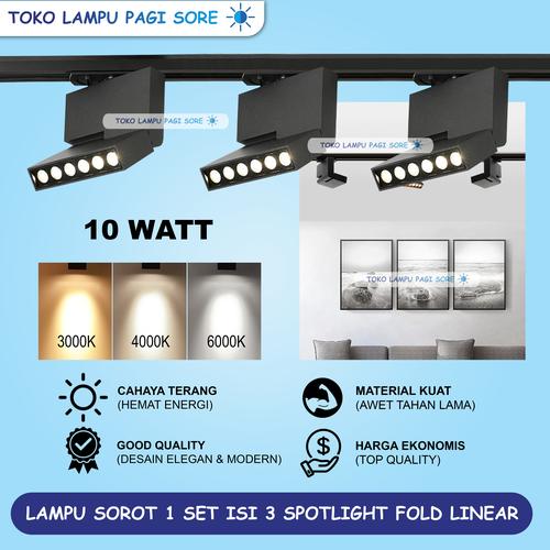 Jual Paket Lampu Sorot isi 3 LED Rel Spotlight Track Light Rell Fold ...