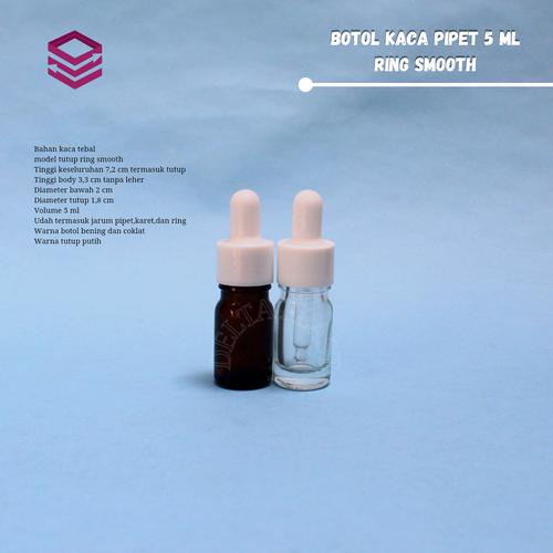 Jual Botol kaca pipet 5ml tebal ring putih smooth / botol serum 5ml ...
